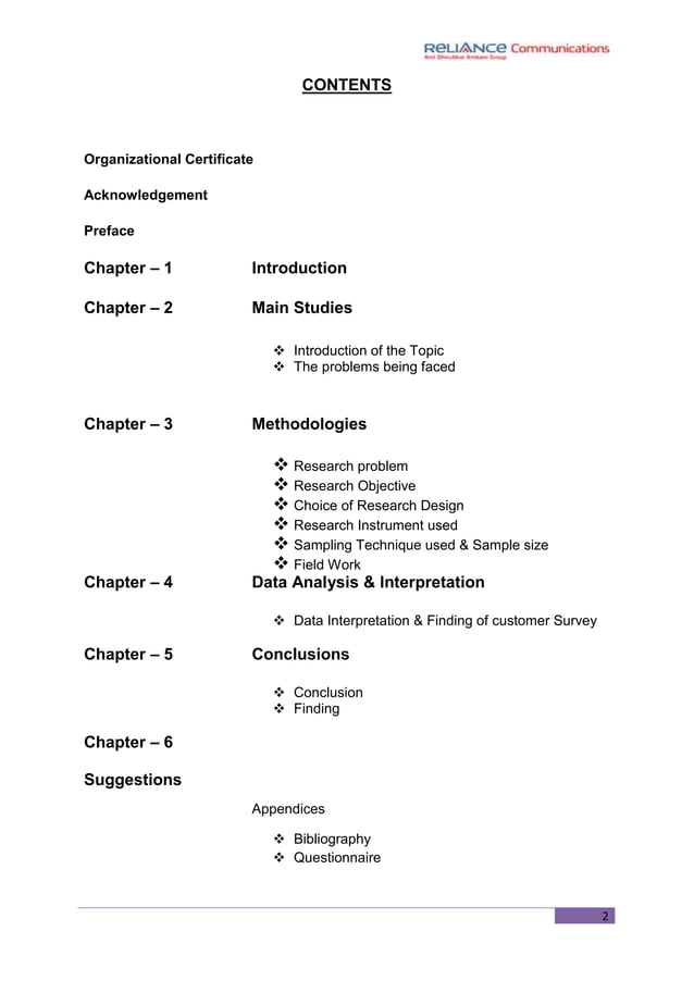Project report on reliance | DOCX | Telecommunications Industry ...