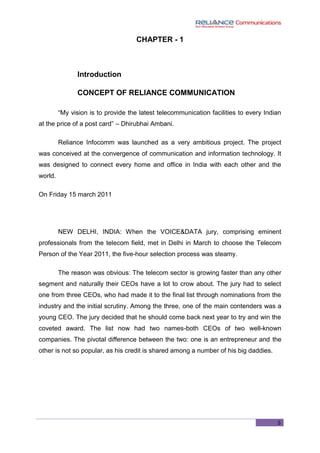 Project report on reliance | DOCX