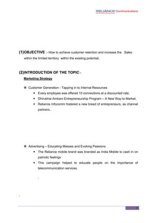Project report on reliance | DOCX