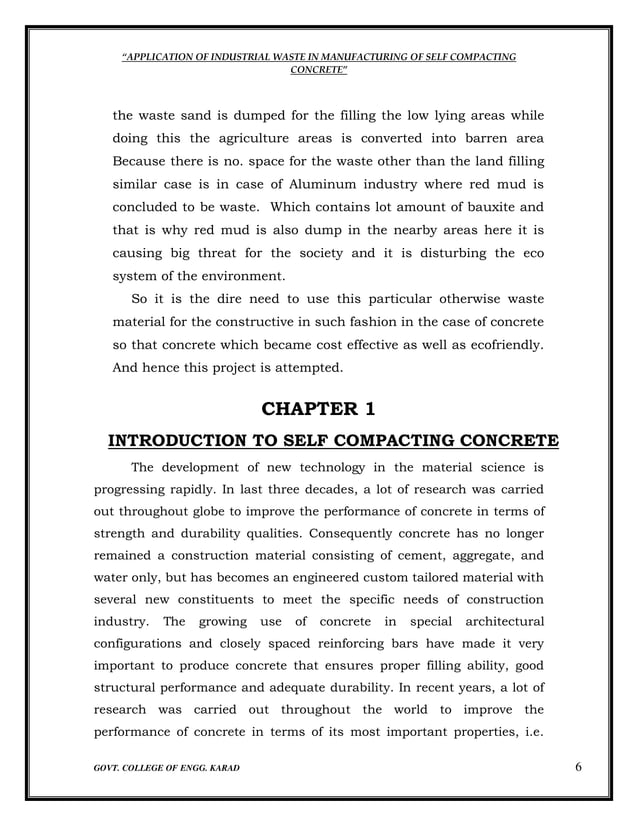 Project report on self compacting concrete