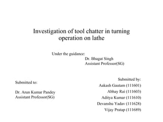 Project report on simulink analysis of tool chtter vibration on lathe. | PPT