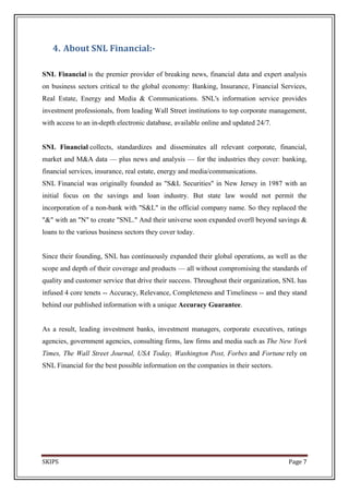 Project report on snl financial | PDF