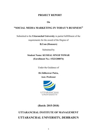 Project report on social media marketing | PDF