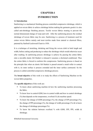 Project Report on Study on the Effects of Sanforizing Machine on the ...