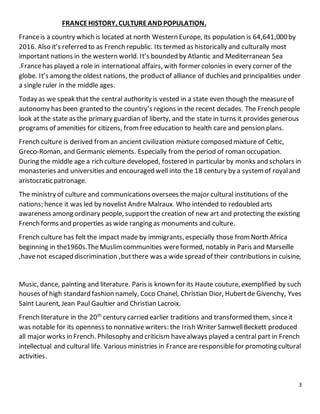 Project report on the culture of france | DOCX