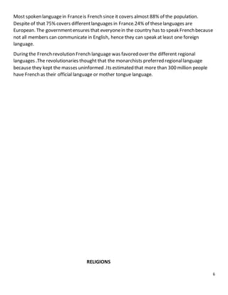 Project report on the culture of france | DOCX