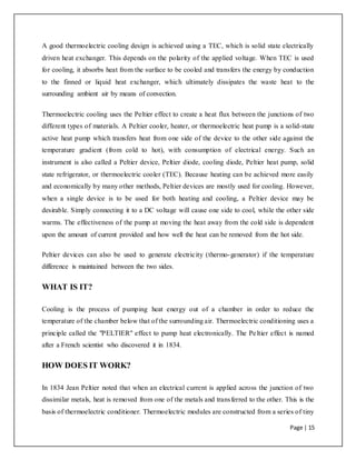 Project report on thermo electric cooling system | DOCX