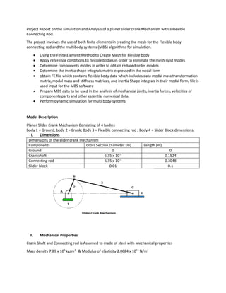 Project report on the simulation and analysis of a planer slider crank ...