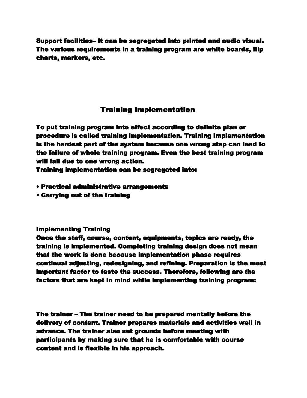 Project report on training and development