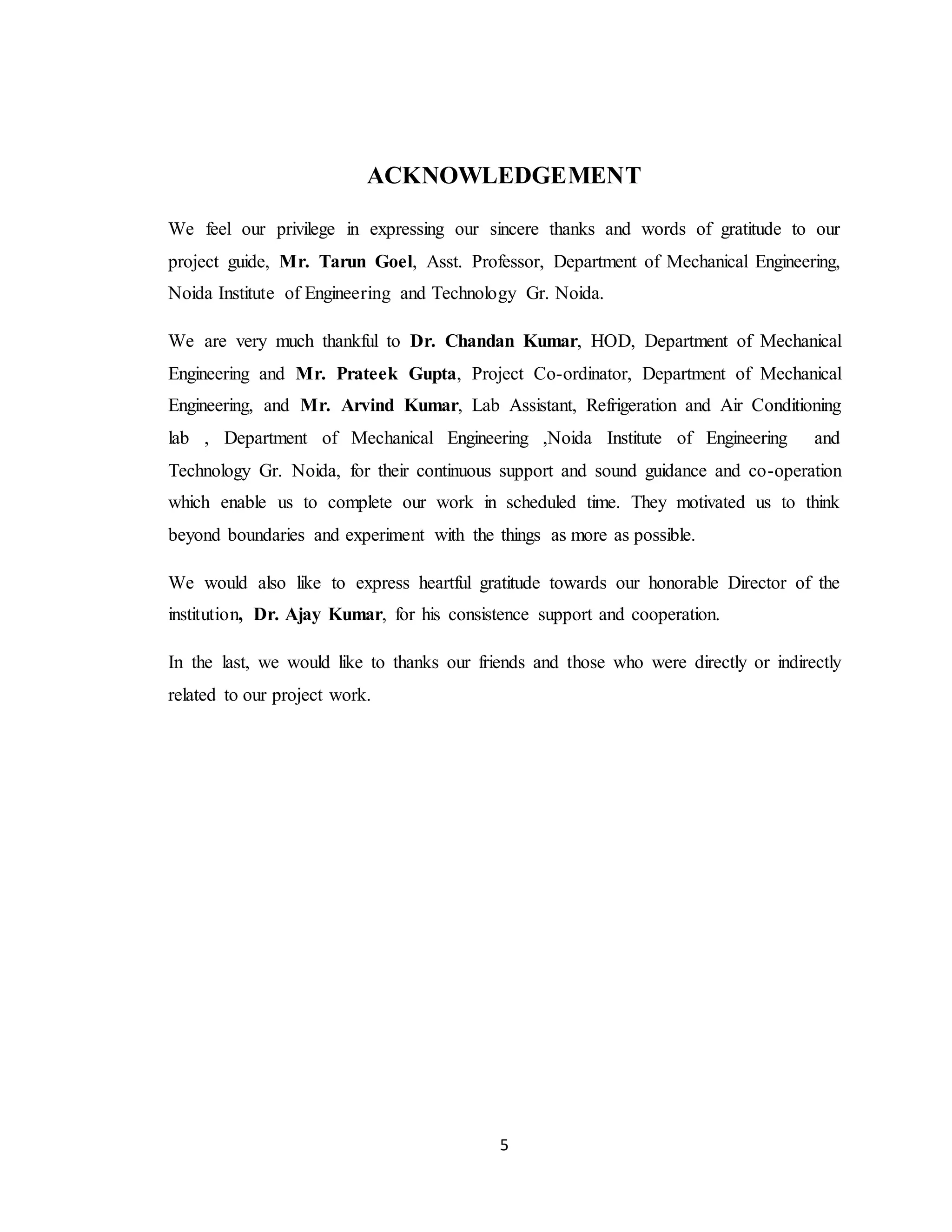 Project report on vcr system with liquid suction heat exchanger | DOCX