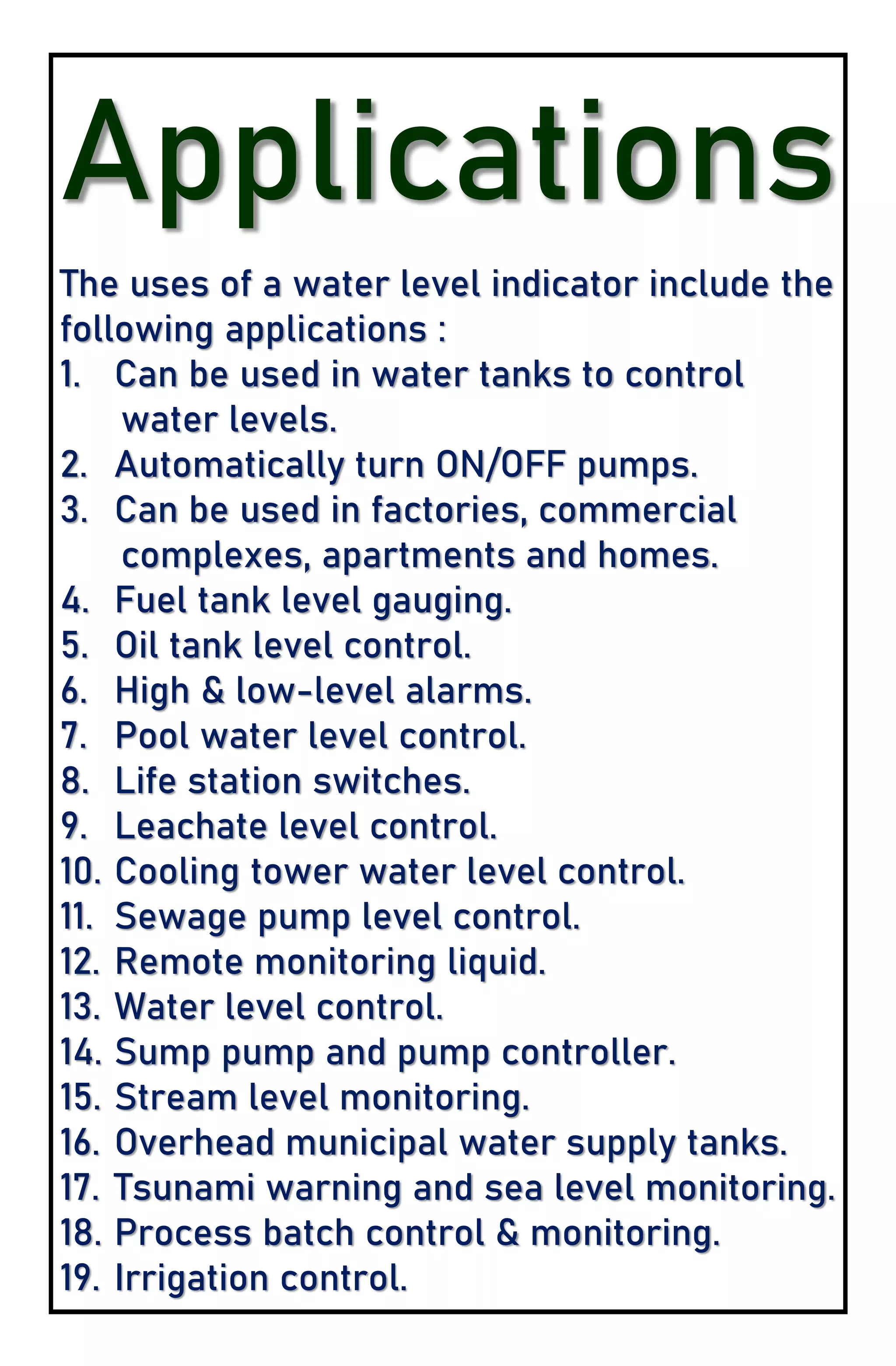 Project Report on Water Level Indicator | PDF