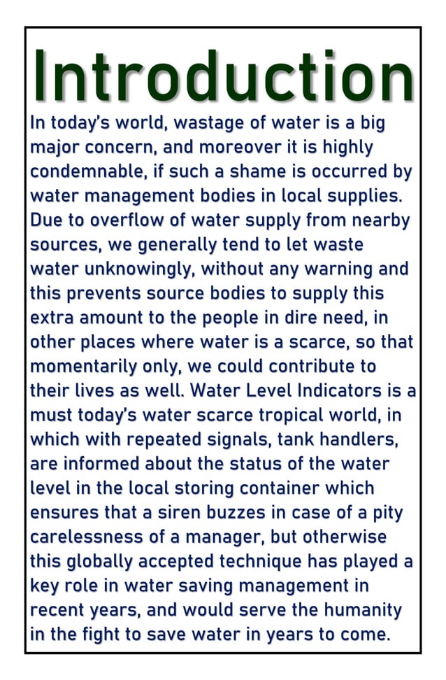 Project Report on Water Level Indicator | PDF | Water Services | Home ...