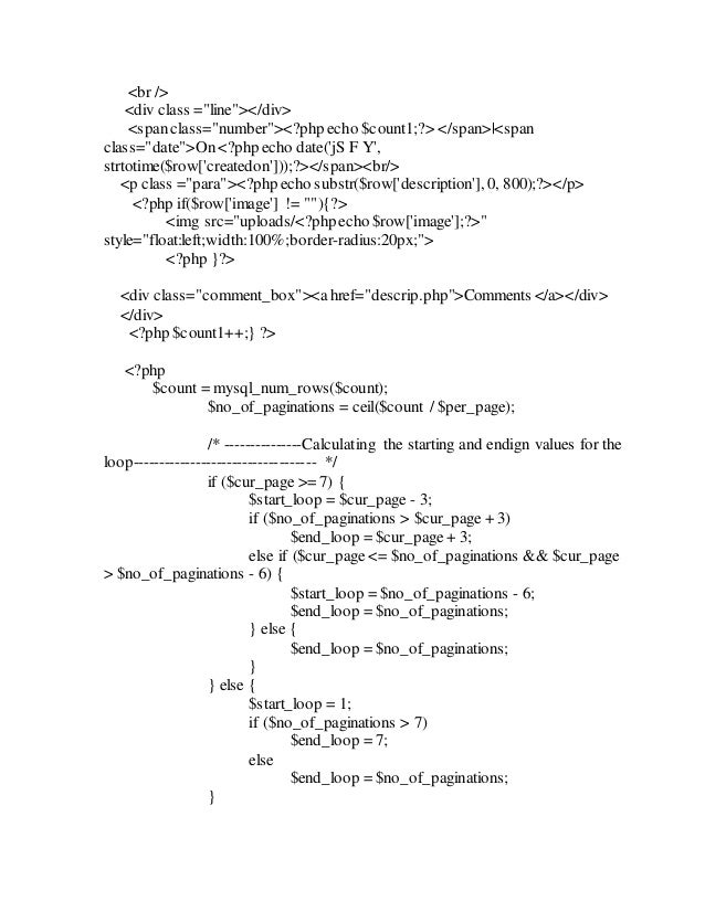 Project report on blogs