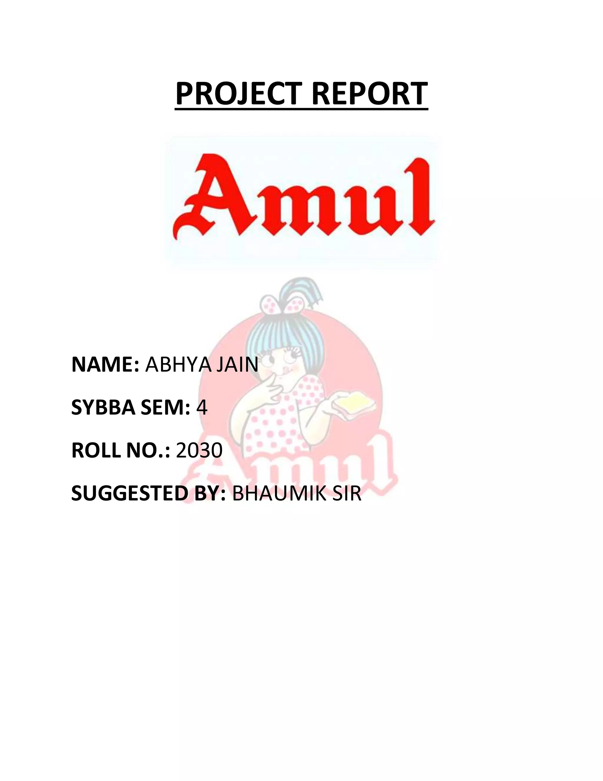 Amul Project report pppp | PDF