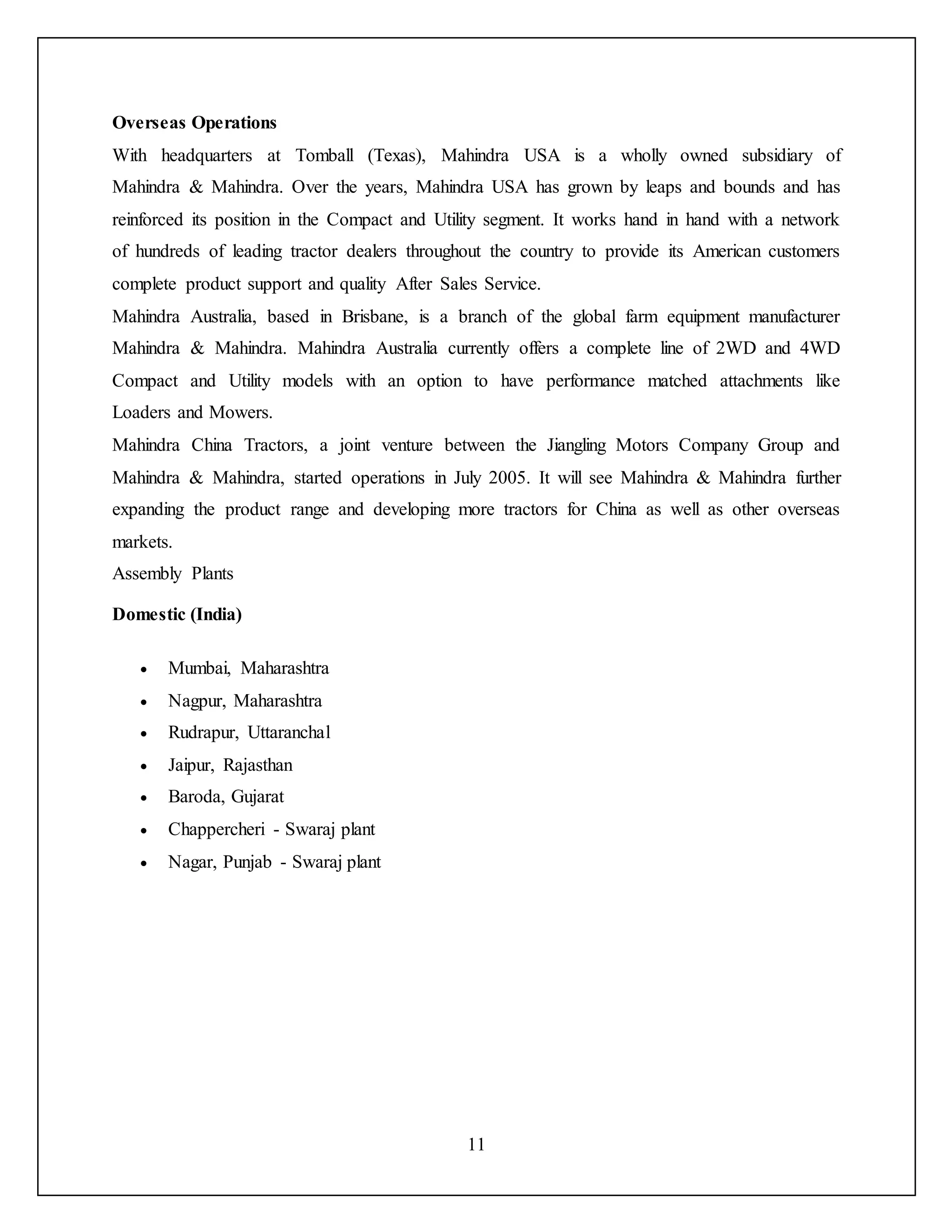 Project reports_Mahindra n Mahindra Supply chain managemnt | DOCX