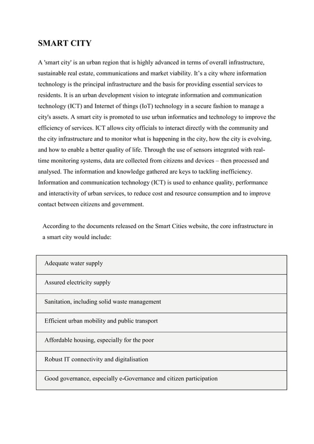 Project report smart city | PDF | Technology Industry | Industries