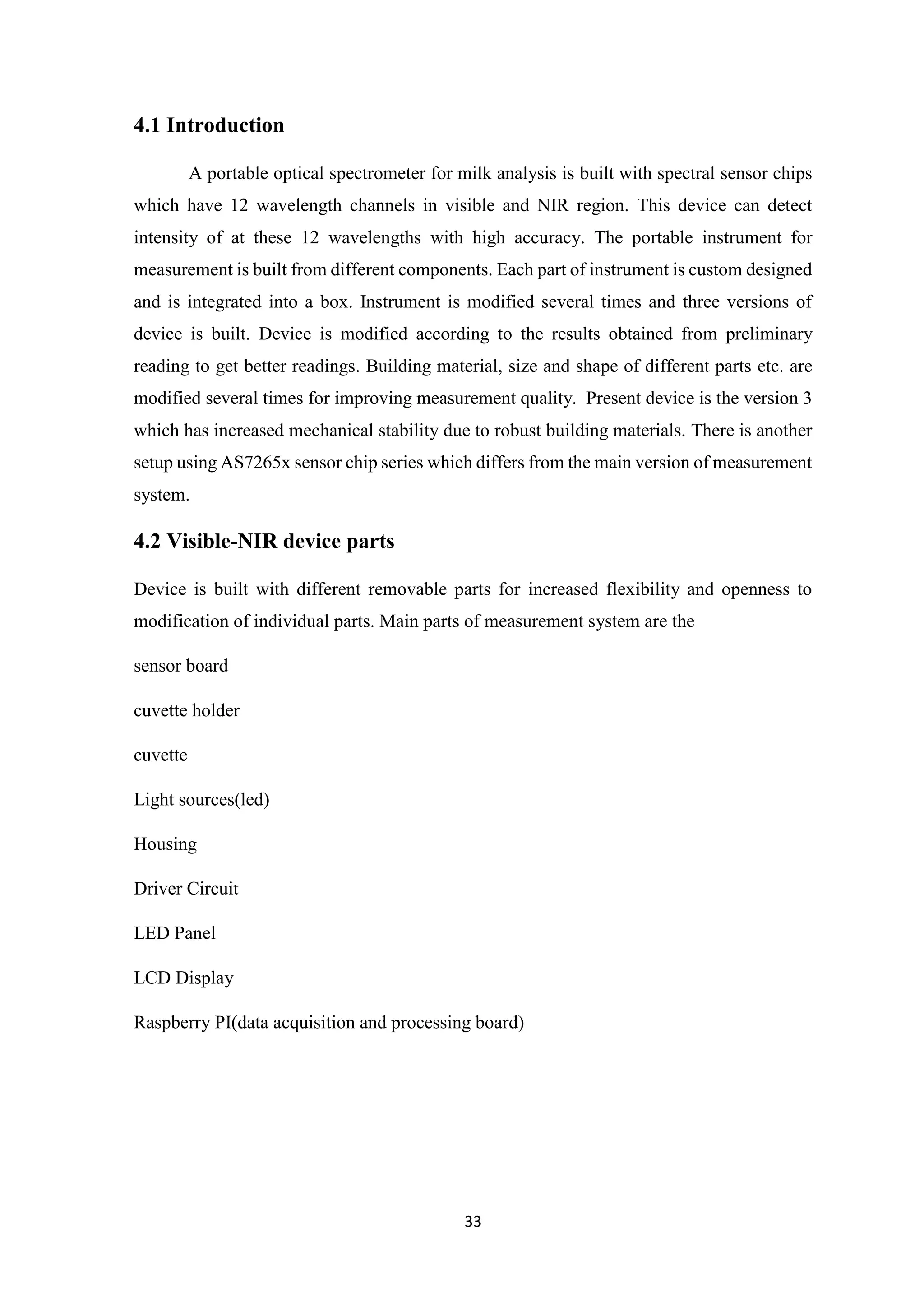 Development of Portable Spectometer For MIlk Qulaity analysis | PDF