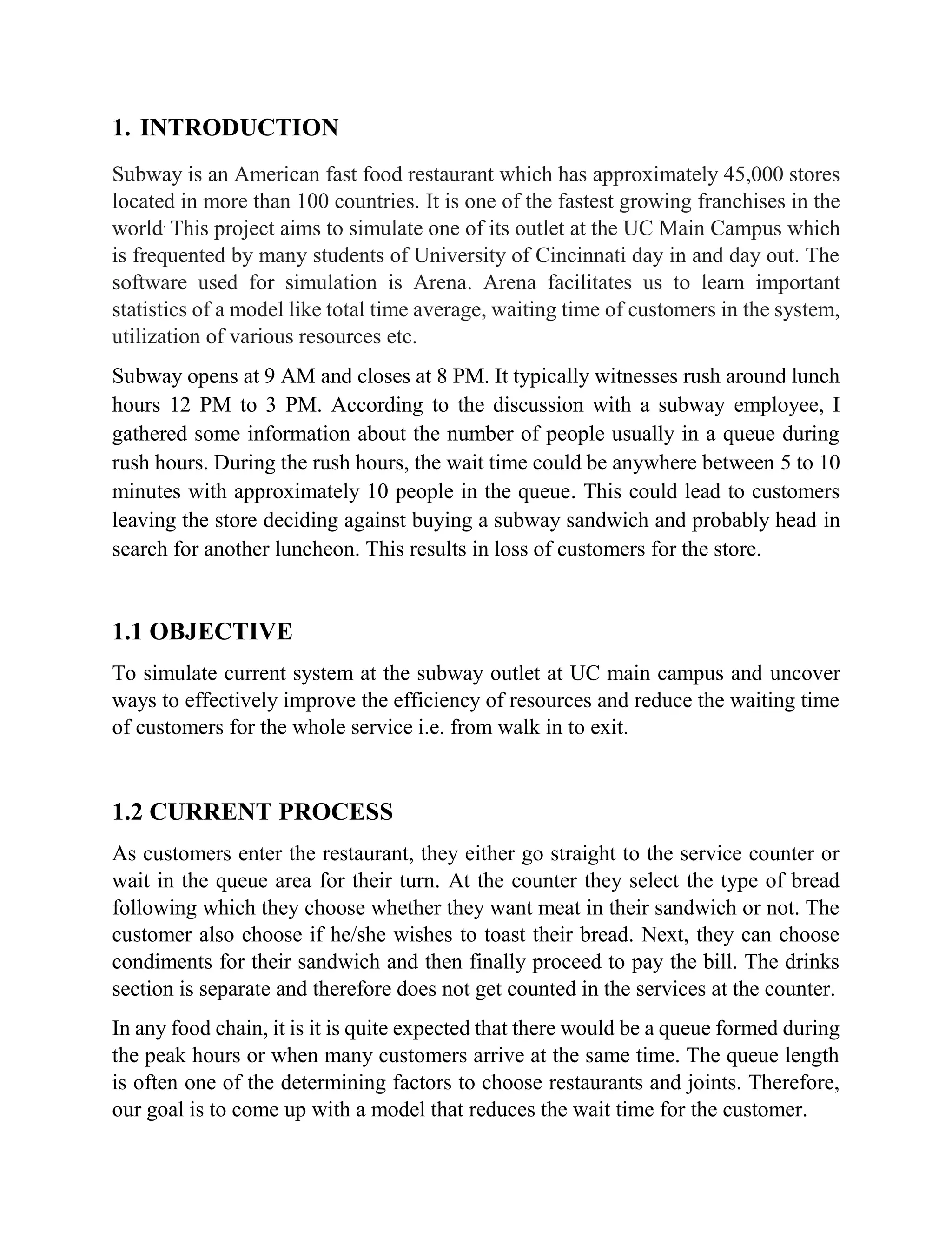 Project report subway - Arena (simulation) | PDF
