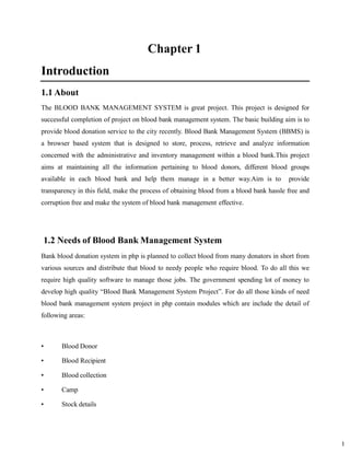 blood bank management system project report | PPTX