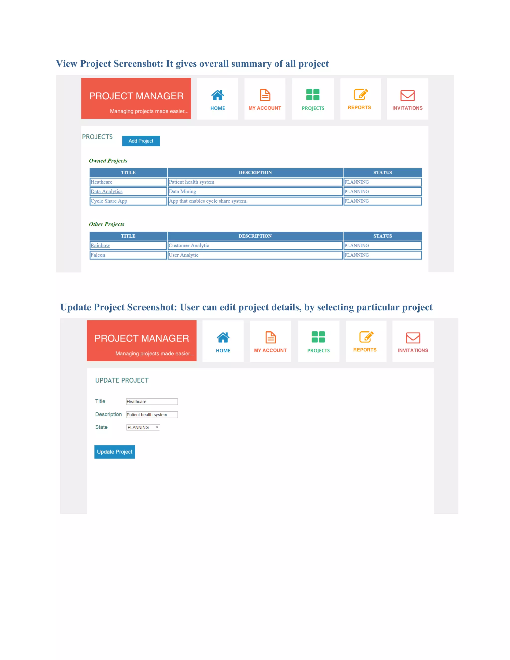 Project Management - Web Application Report | PDF