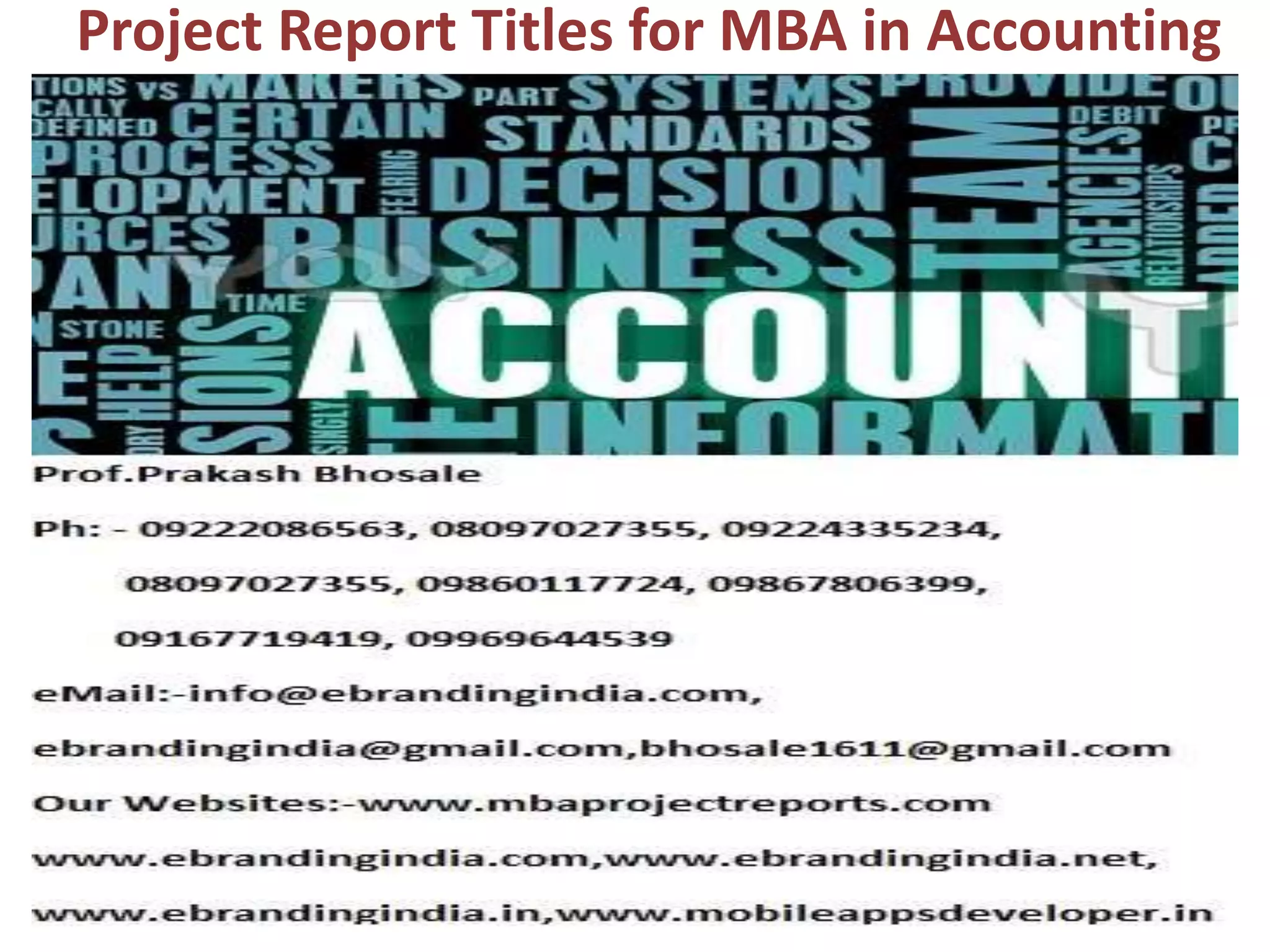Project report titles for mba in accounting | PPTX