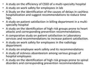 Project report titles for mba in hospital administration | PPTX