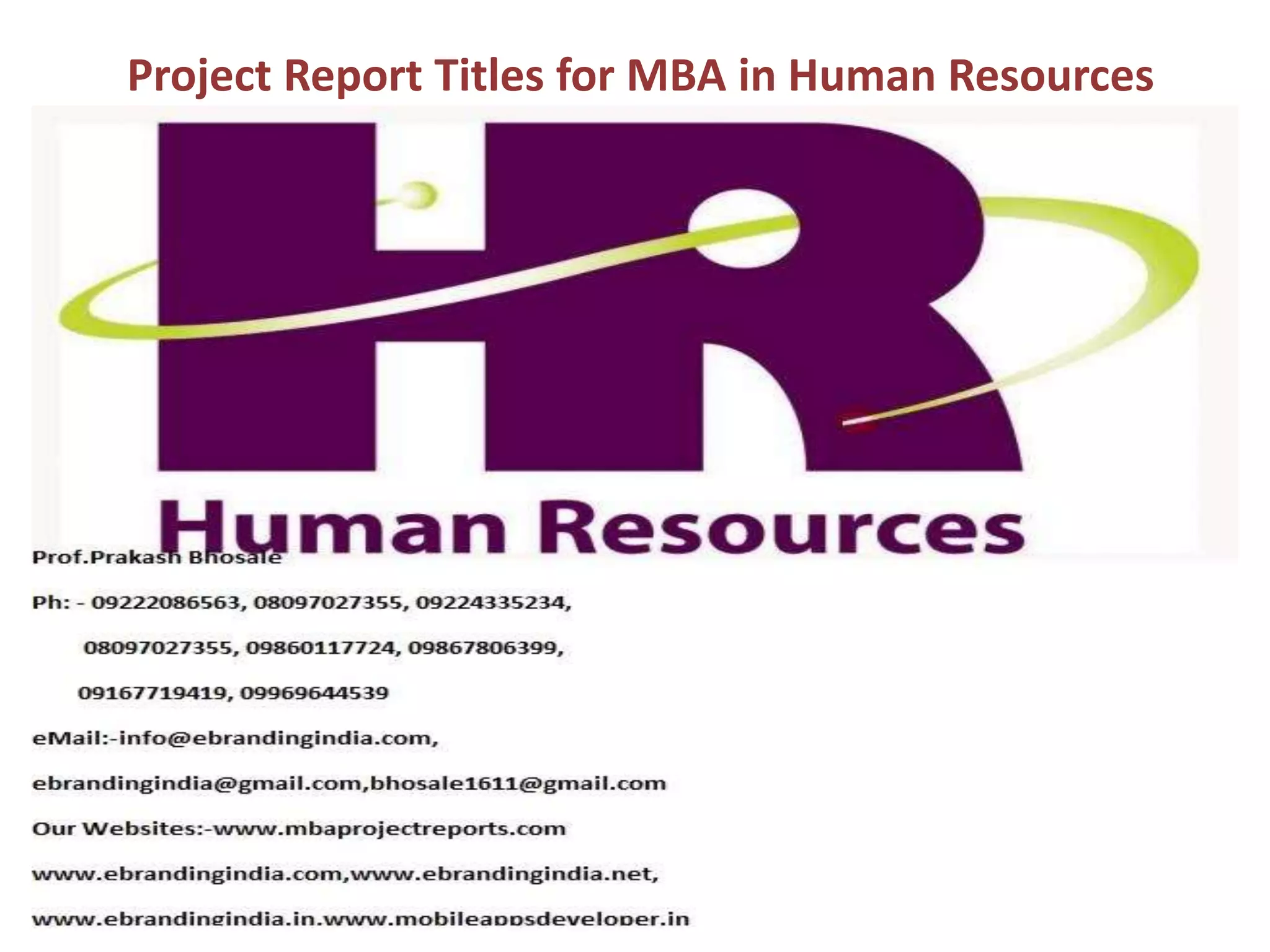 Project report titles for mba in human resources | PPTX