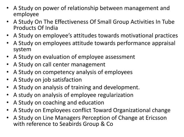Project report titles for mba in human resources | PPTX | Management ...