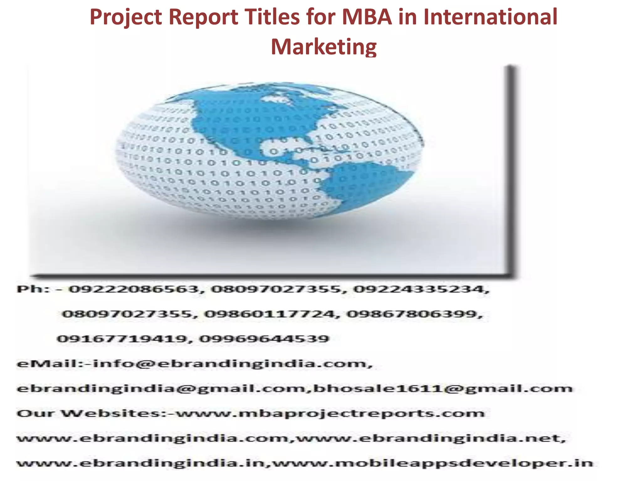 Project report titles for mba in international marketing | PPTX ...