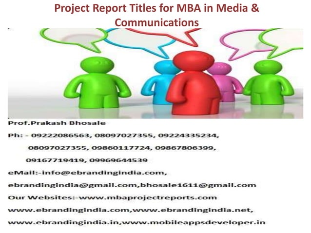 Project report titles for mba in media & communications | PPT
