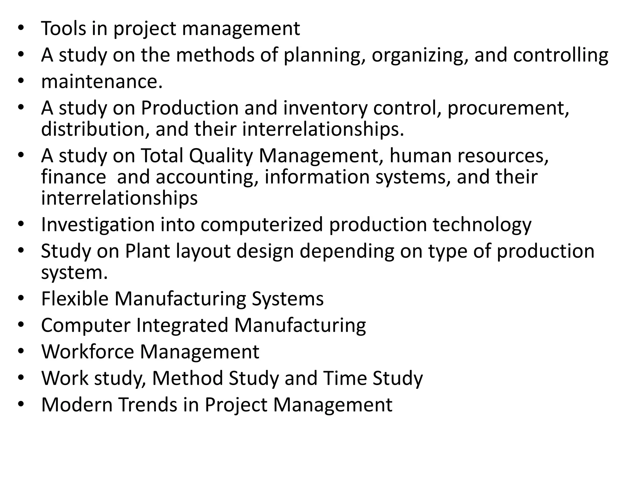 Project report titles for mba in production management | PPTX