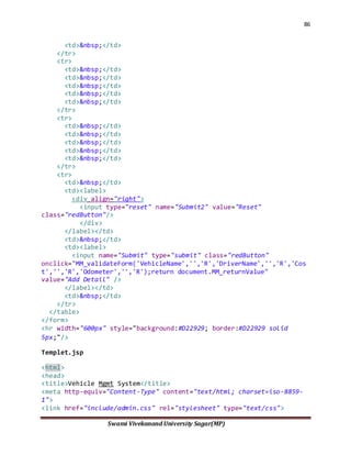 Project report vehicle management system | PDF