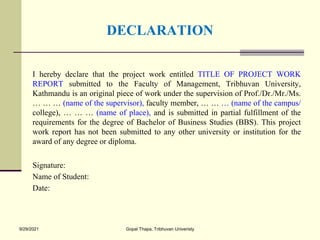 Project Report Writing : Dr. Gopal Thapa Nepal Commerce Campus | PPT