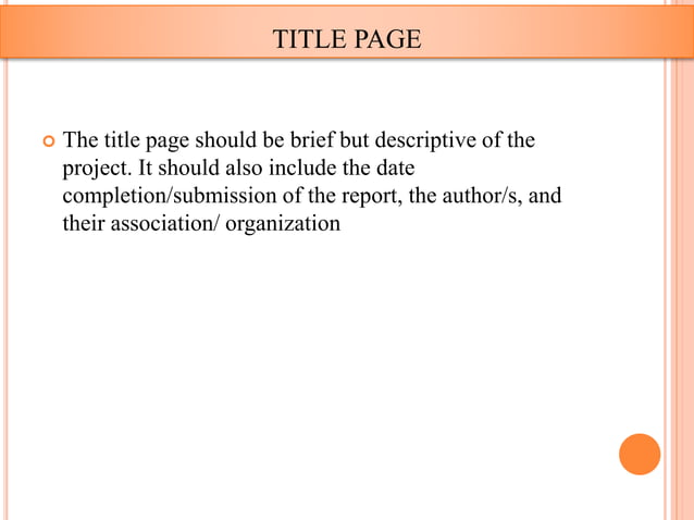 Project report writting format | PPTX
