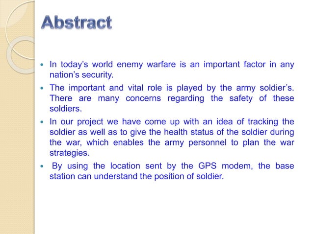 soldier tracking and health monitoring system | PPTX | Technology ...