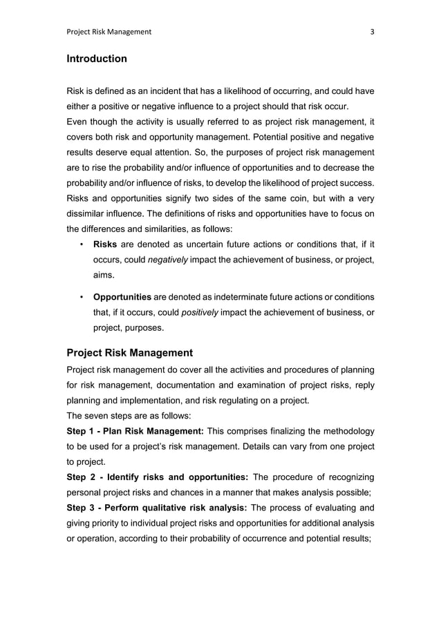 Project risk management | PDF | Business Accounting & Finance | Business