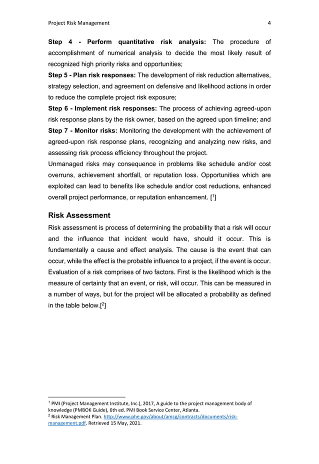Project risk management | PDF | Business Accounting & Finance | Business