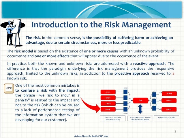 Project risk management - Methodology and application