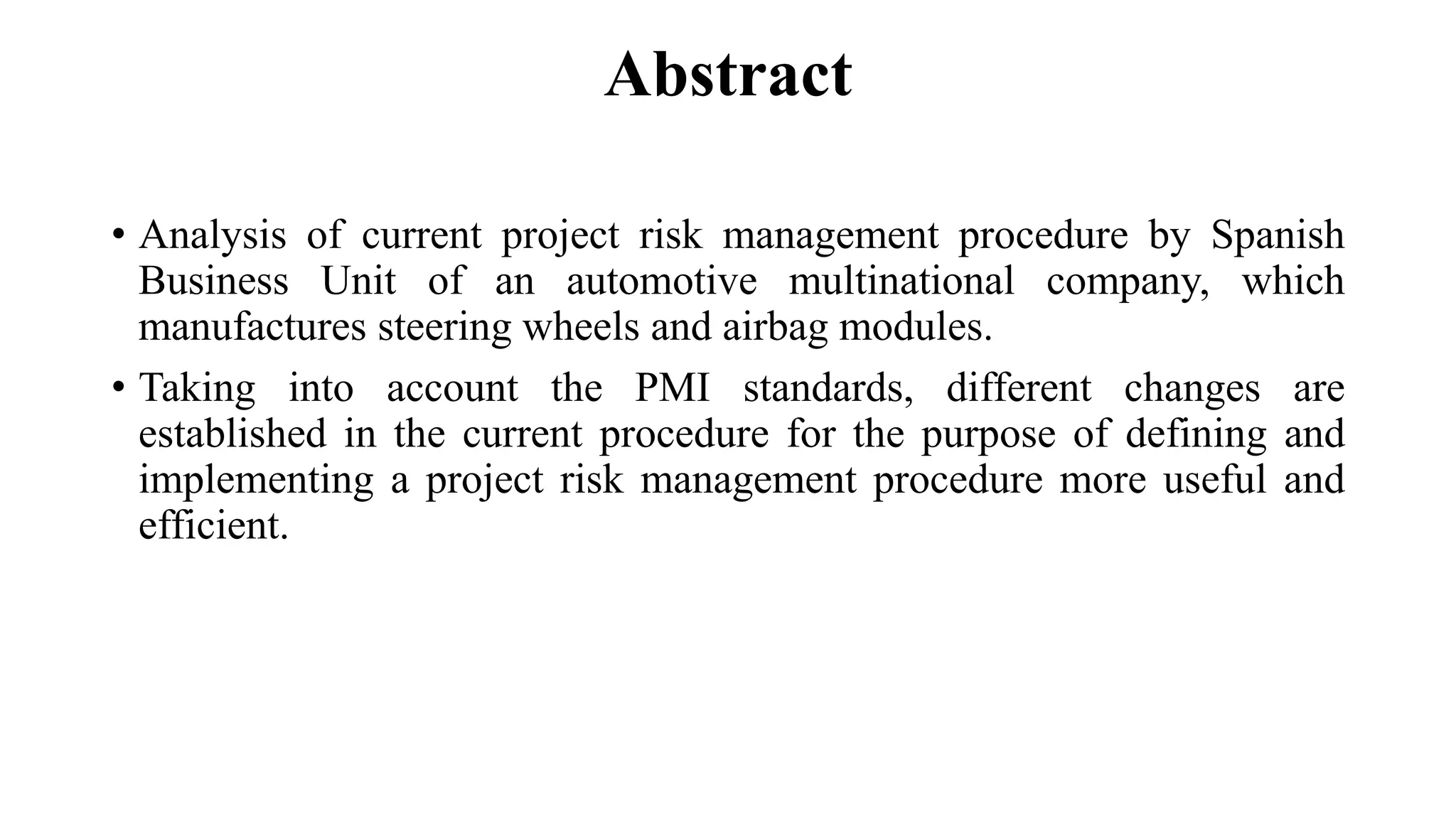 Project risk management in automotive industry | PPTX