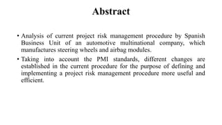 Project risk management in automotive industry | PPTX