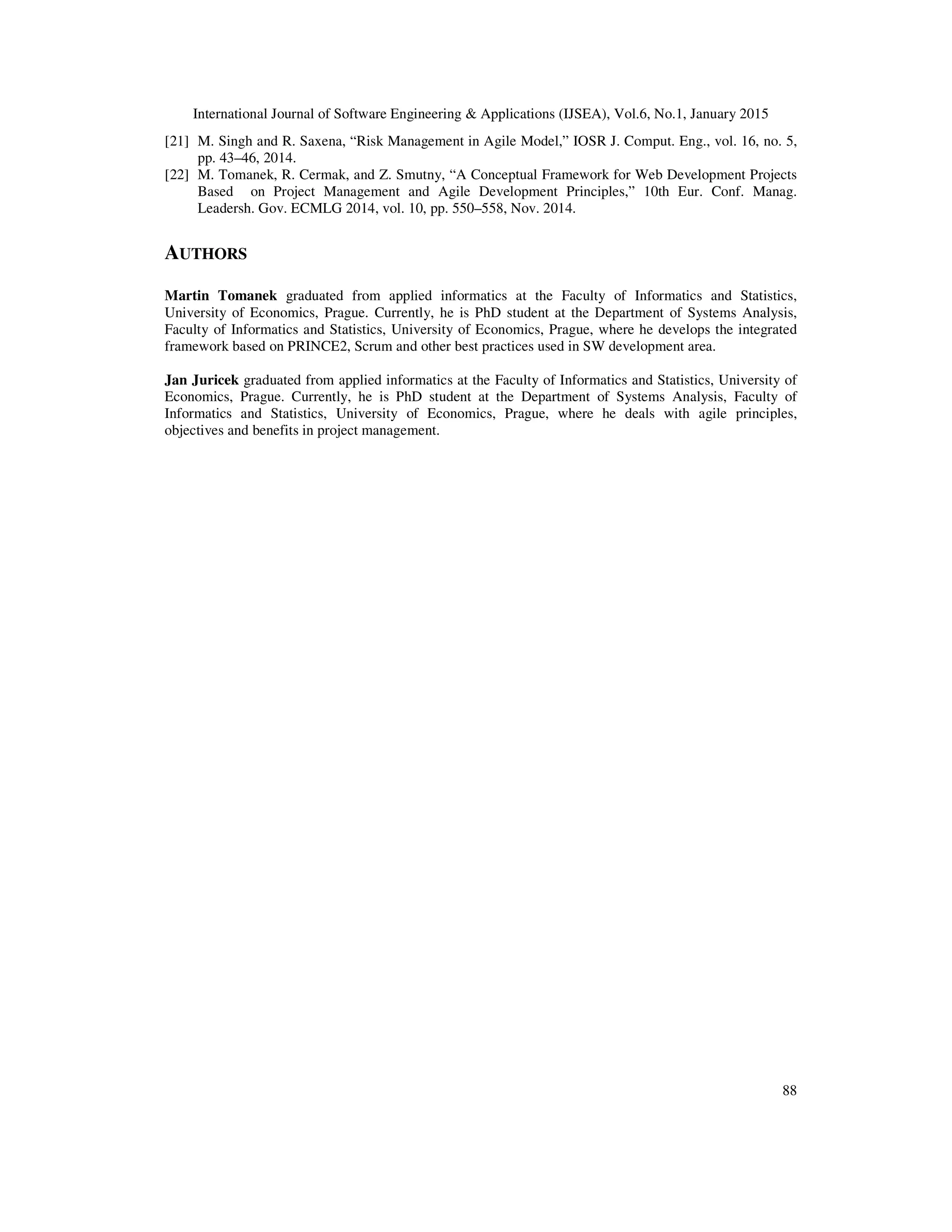 Project risk management model based on prince2 and scrum frameworks ...