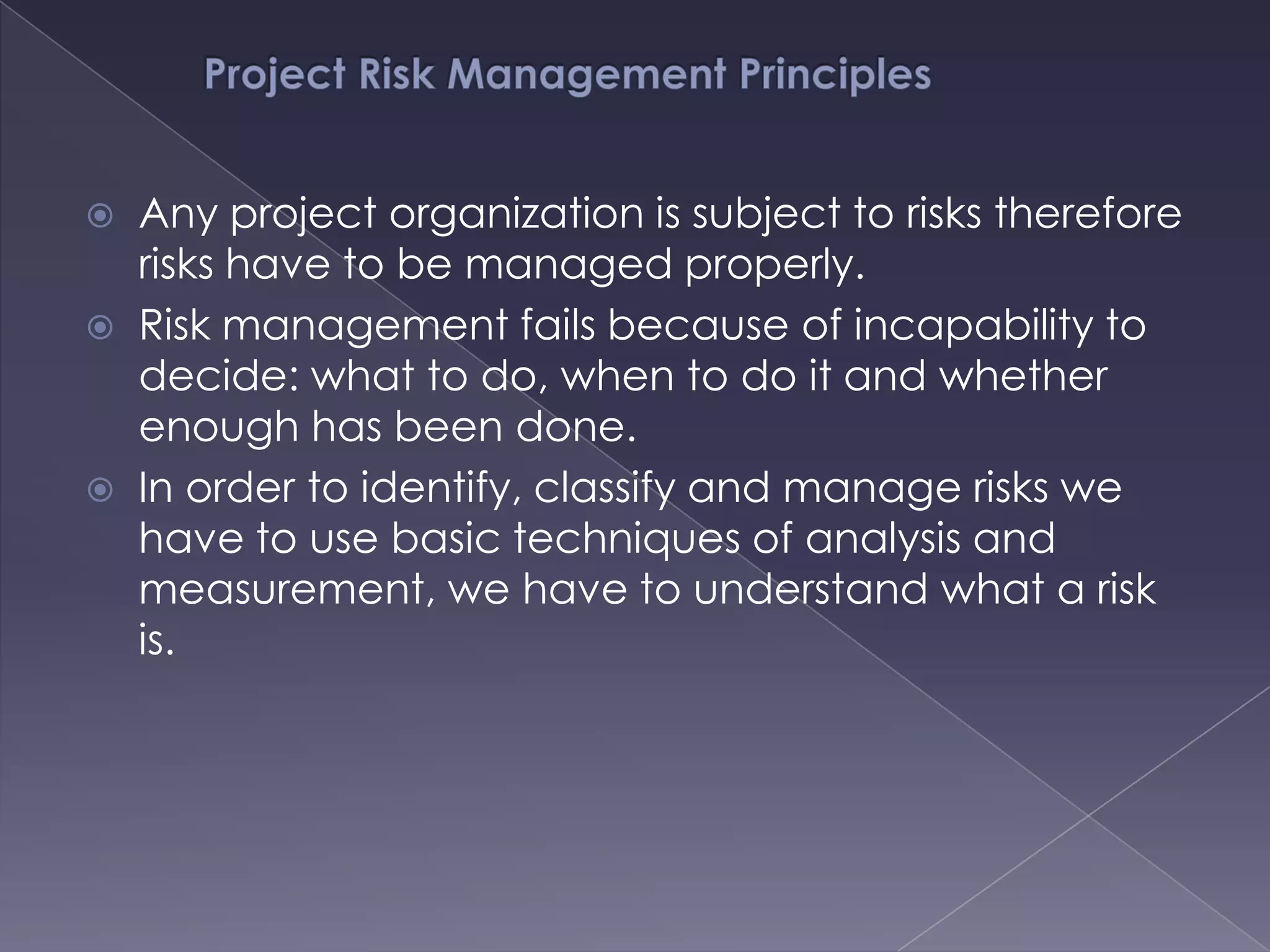 Project risk management principles | PPTX | Personal Finance