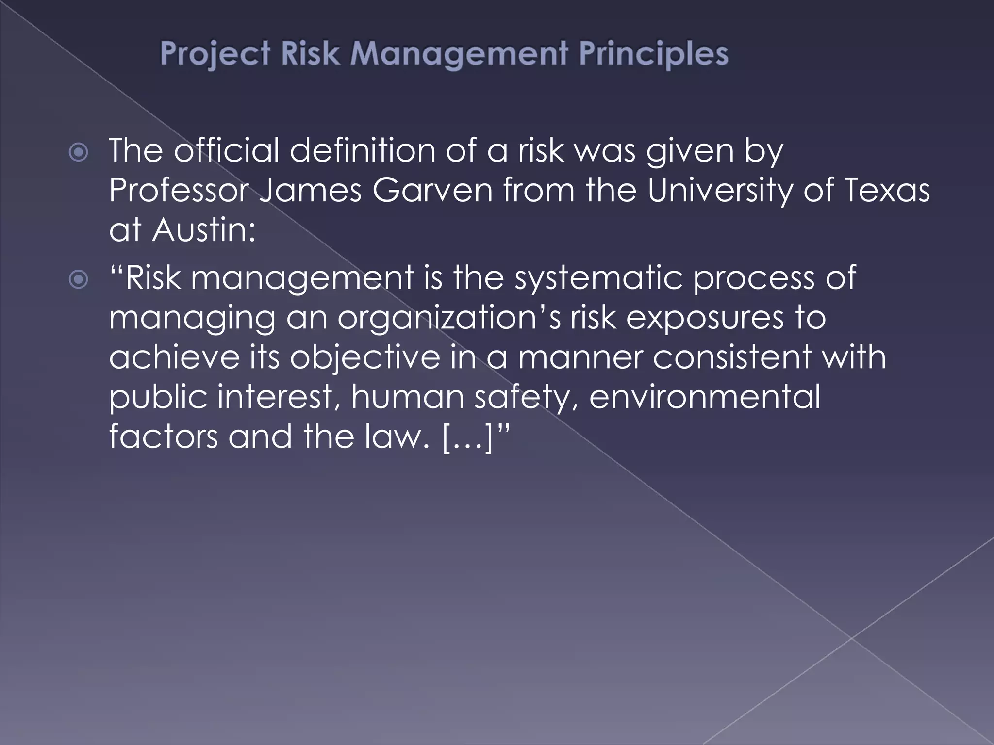 Project risk management principles | PPTX | Personal Finance