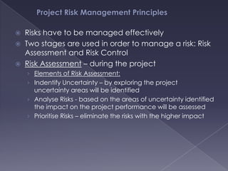 Project risk management principles | PPTX | Personal Finance