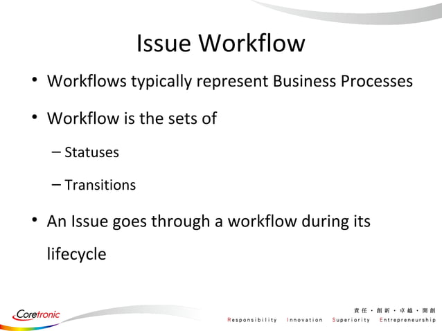 Coretronic - Project role and issue workflow introduction | PPT