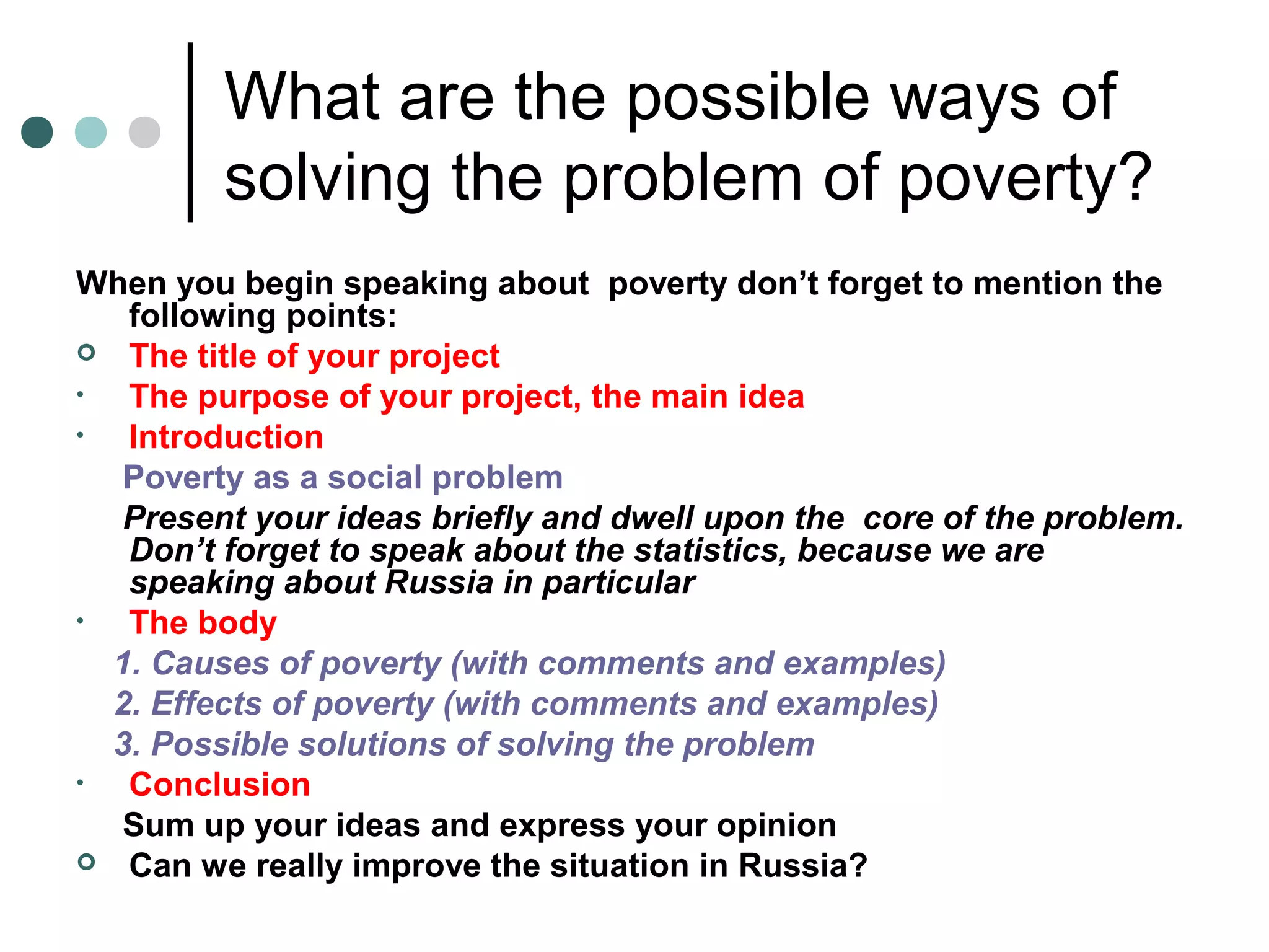 Poverty as a social problem: causes and effects | PPT