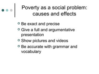 Poverty as a social problem: causes and effects | PPT