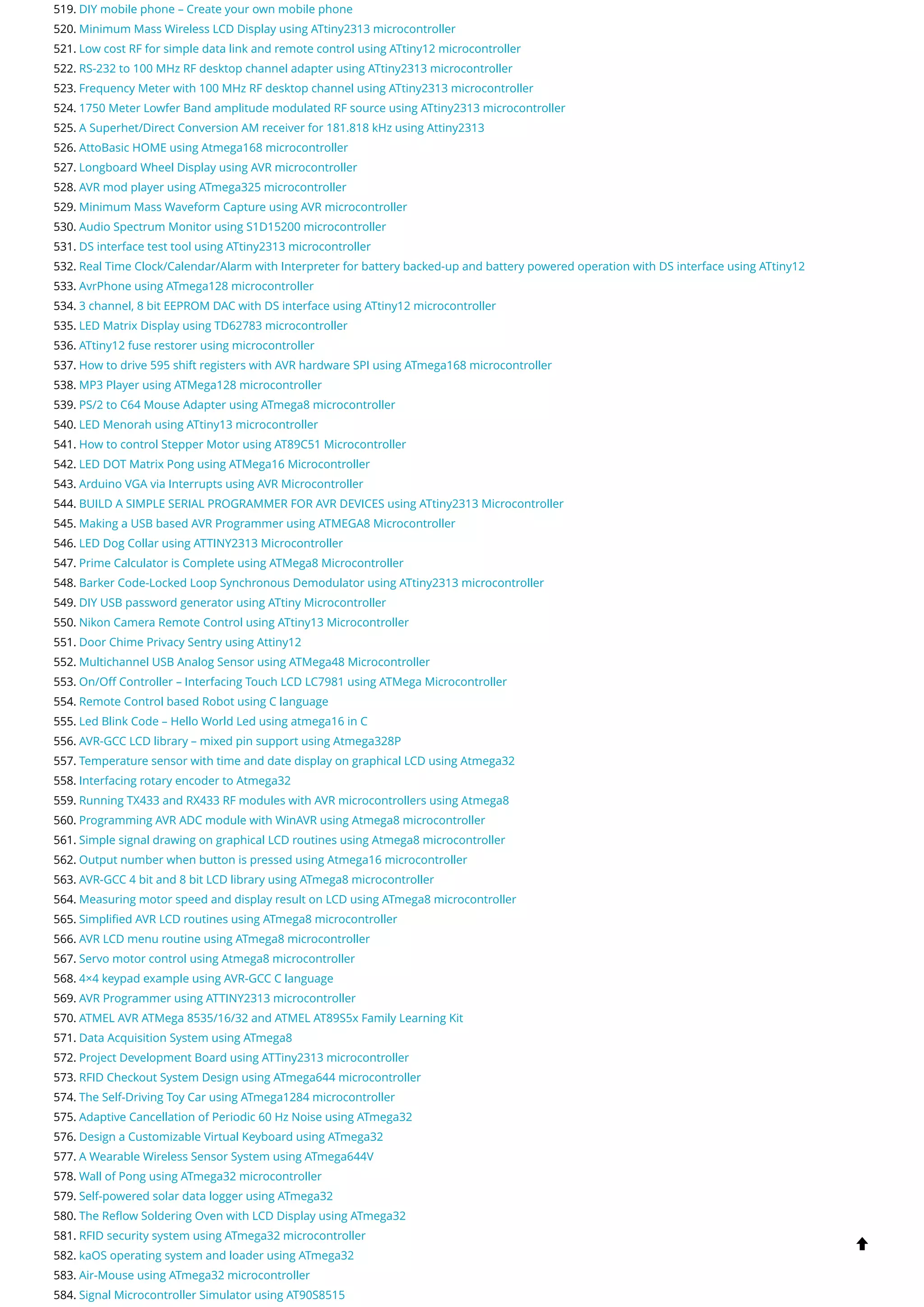 Projects at mega32-avr-projects-list-1197-projects | PDF