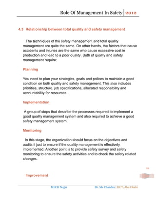 Safety Role of management | PDF