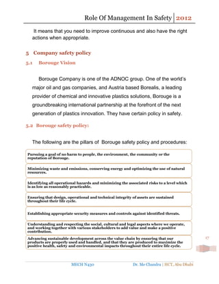 Safety Role of management | PDF
